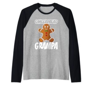 mens gingerbread grampa christmas stocking stuffer raglan baseball tee