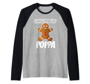 mens gingerbread poppa christmas stocking stuffer raglan baseball tee