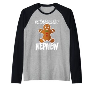 mens gingerbread nephew christmas stocking stuffer raglan baseball tee