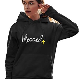 Go All Out Small Black Mens Blessed Cross Jesus Christian Gift Sweatshirt Hoodie