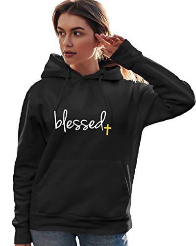 Go All Out Small Black Mens Blessed Cross Jesus Christian Gift Sweatshirt Hoodie