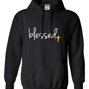 Go All Out Small Black Mens Blessed Cross Jesus Christian Gift Sweatshirt Hoodie