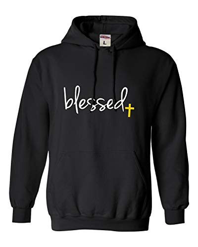 Go All Out Small Black Mens Blessed Cross Jesus Christian Gift Sweatshirt Hoodie