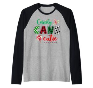 candy cane cutie christmas stocking stuffer gift kids raglan baseball tee