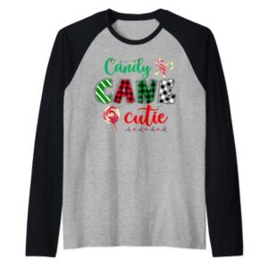 Candy Cane Cutie Christmas Stocking Stuffer Gift Kids Raglan Baseball Tee