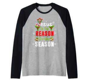 christian jesus the reason christmas stocking stuffer gift t raglan baseball tee