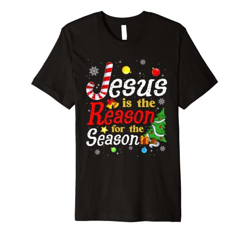 Jesus The Reason Christmas Stocking Stuffer Funny Xmas Premium T-Shirt