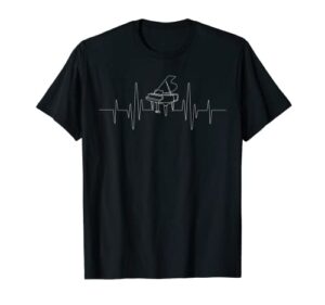 funny piano heartbeat keyboard for piano player men women t-shirt