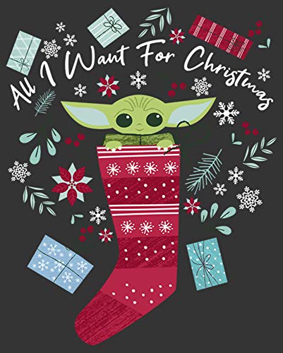 Men's Star Wars: The Mandalorian Christmas The Child Stocking Stuffer T-Shirt - Charcoal Heather - 3X Large