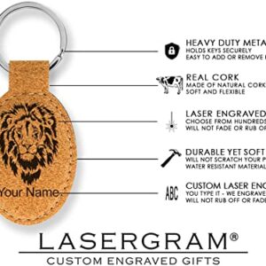 LaserGram Oval Keychain, Killer Whale, Personalized Engraving Included (Cork)