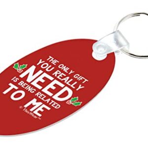 ThisWear Stocking Stuffer Keychain Only Gift You Need is Being Related to Me 2-Pack Aluminum Oval Keychain