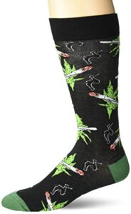 k. bell men’s classic novelty crew socks, flower and jay (black), shoe size: 6-12