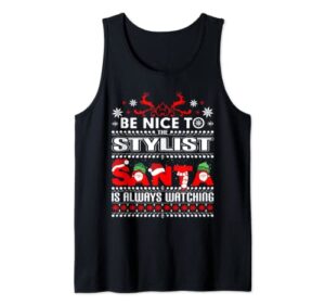 hair dresser gift festive ugly christmas beauty stylist tank top