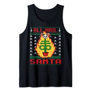 All Hail Santa Gift 666 Ugly Sweater Christmas Satanic Tank Top