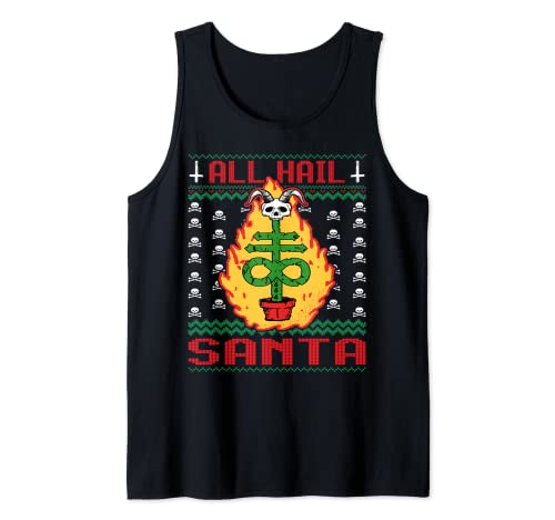 All Hail Santa Gift 666 Ugly Sweater Christmas Satanic Tank Top