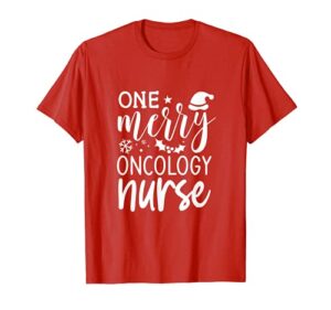 one merry oncology nurse christmas santa hat nurse crew t-shirt