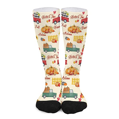 Farmhouse Truck Pumpkin Sunflower The Autumn Socks for Women Socks for Men Crew Socks for Boys Mid Socks for Girls Stocking Stuffers for Teens Casual Athletic Sport Dress Socks