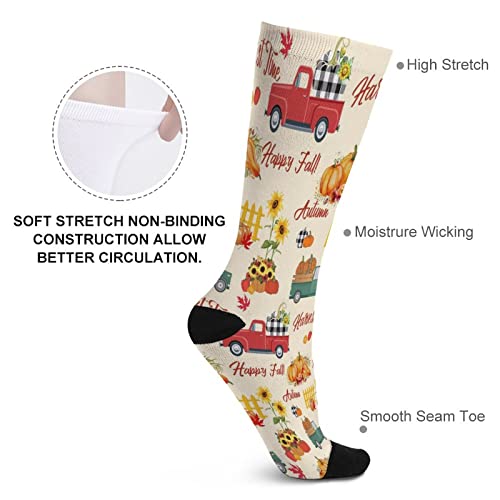 Farmhouse Truck Pumpkin Sunflower The Autumn Socks for Women Socks for Men Crew Socks for Boys Mid Socks for Girls Stocking Stuffers for Teens Casual Athletic Sport Dress Socks