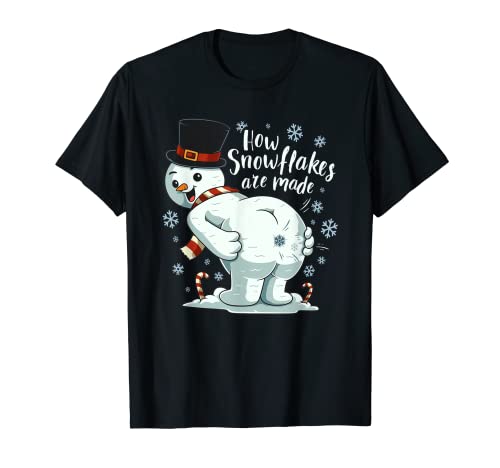 Farting Snowman Make Snowflakes Christmas Winter Gift T-Shirt