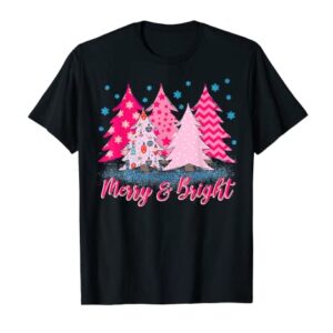 Merry And Bright Pink Christmas Tree, Pink Christmas Costume T-Shirt