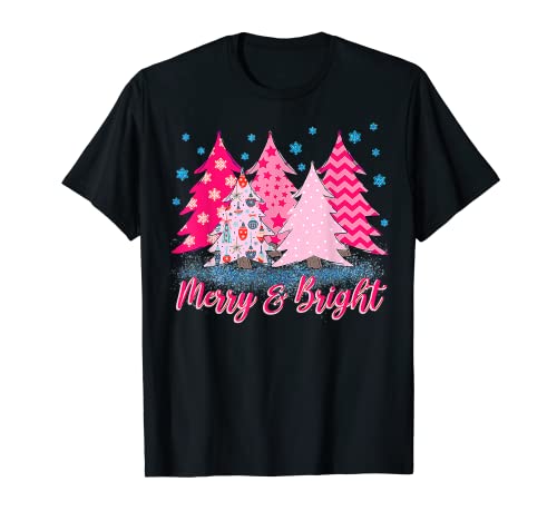 Merry And Bright Pink Christmas Tree, Pink Christmas Costume T-Shirt