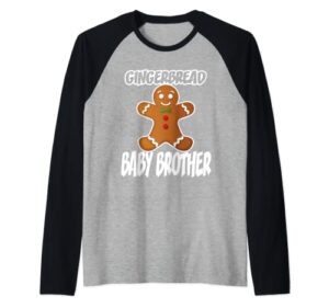 mens gingerbread baby brother christmas stocking stuffer raglan baseball tee