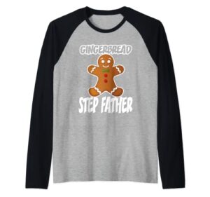 mens gingerbread step father christmas stocking stuffer raglan baseball tee