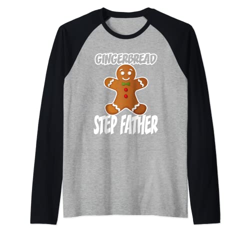 Mens Gingerbread Step Father Christmas Stocking Stuffer Raglan Baseball Tee