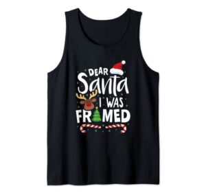 dear santa i was framed christmas stocking stuffer apparel tank top