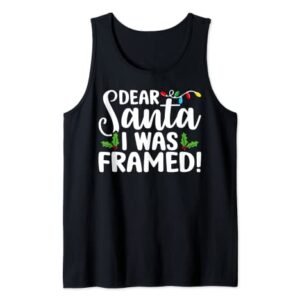 Dear Santa I Was Framed Funny Christmas Stocking Stuffer Tank Top