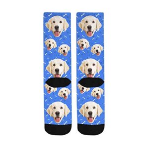 Custom Dog Face Socks Personalized Cute Pet Dog Lover Face Crew Socks for Women Men