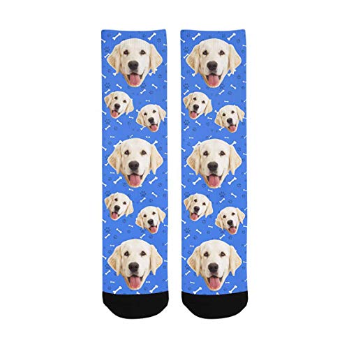 Custom Dog Face Socks Personalized Cute Pet Dog Lover Face Crew Socks for Women Men