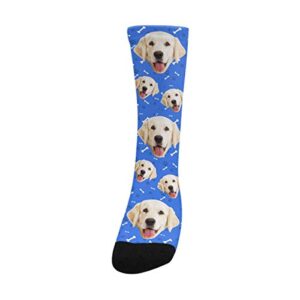 Custom Dog Face Socks Personalized Cute Pet Dog Lover Face Crew Socks for Women Men