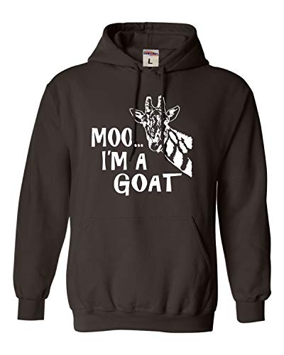 Go All Out Medium Chocolate Adult Moo....I'm A Goat Funny Animal Sweatshirt Hoodie