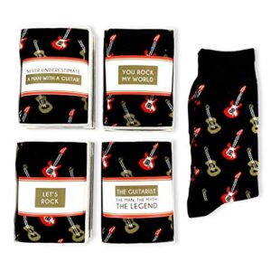 guitar gifts for men, casual fun music-themed guitar socks, unisex, gift for husband, boyfriend, son birthday (guitarist legend)