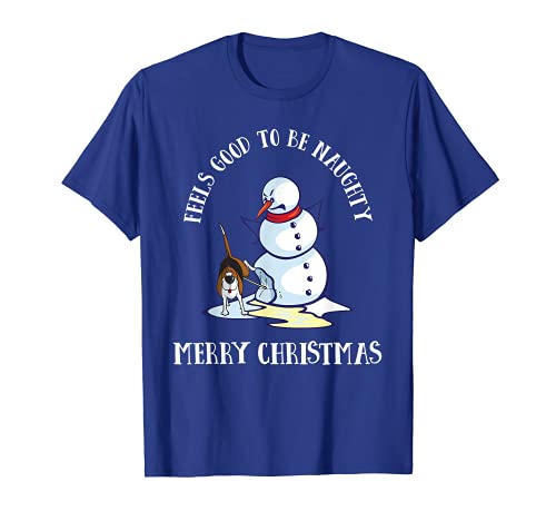 Funny Doggy Christmas Shirt Cartoon Dog Pees On Snowman T-Shirt