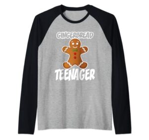 gingerbread teenager christmas stocking stuffer raglan baseball tee