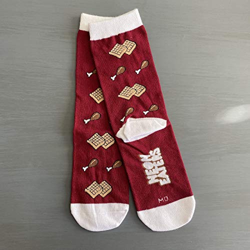 Funky Chicken & Waffles Crew Socks - Chicken and Waffles, Crazy, Fun, Novelty Socks, Kids, Men's, Women's