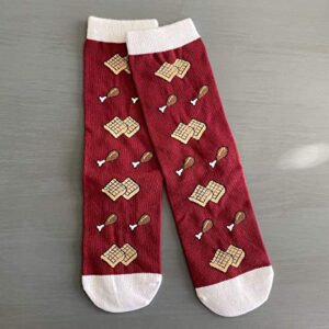 Funky Chicken & Waffles Crew Socks - Chicken and Waffles, Crazy, Fun, Novelty Socks, Kids, Men's, Women's