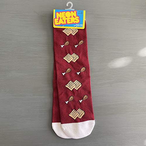 Funky Chicken & Waffles Crew Socks - Chicken and Waffles, Crazy, Fun, Novelty Socks, Kids, Men's, Women's