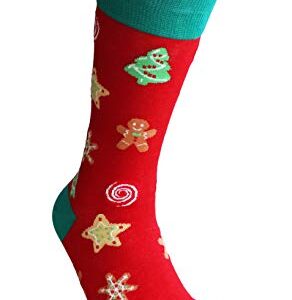 Christmas Gingerman Unisex Men Women Fun Dress Casual Pattern Crew Funny Xmas Socks Gift Box(3 pairs)