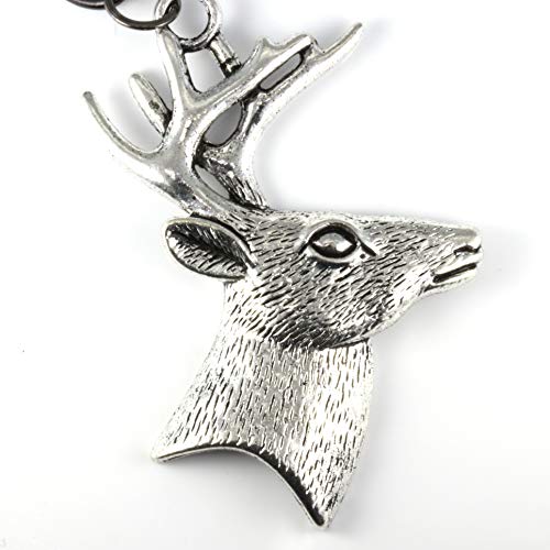 Emerald Park Jewelry Deer Keychain | Deer Antler Keychain for Men and Women Great Camping Gadgets and Country Boy Gifts for Men Hunting Keychain or Antler Keychains for Her and Fun Hunting Gadgets or a Camping Gadget, Silver, Large