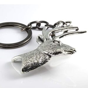 Emerald Park Jewelry Deer Keychain | Deer Antler Keychain for Men and Women Great Camping Gadgets and Country Boy Gifts for Men Hunting Keychain or Antler Keychains for Her and Fun Hunting Gadgets or a Camping Gadget, Silver, Large