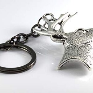 Emerald Park Jewelry Deer Keychain | Deer Antler Keychain for Men and Women Great Camping Gadgets and Country Boy Gifts for Men Hunting Keychain or Antler Keychains for Her and Fun Hunting Gadgets or a Camping Gadget, Silver, Large