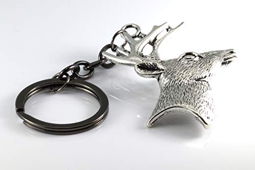 Emerald Park Jewelry Deer Keychain | Deer Antler Keychain for Men and Women Great Camping Gadgets and Country Boy Gifts for Men Hunting Keychain or Antler Keychains for Her and Fun Hunting Gadgets or a Camping Gadget, Silver, Large