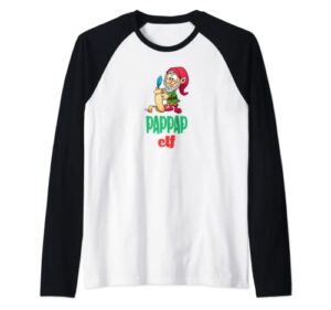 men’s festive matching family christmas gift for pappap elf raglan baseball tee