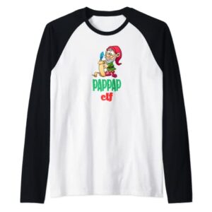 Men's Festive Matching Family Christmas Gift for Pappap Elf Raglan Baseball Tee