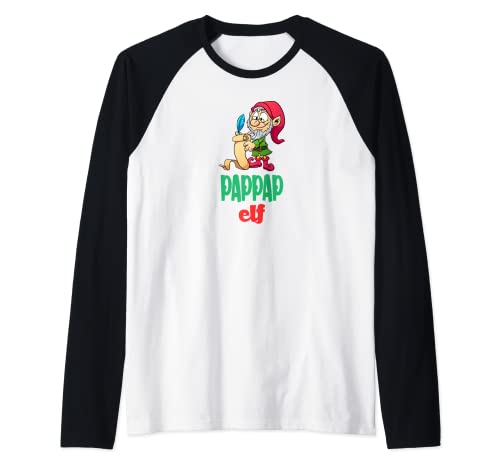 Men's Festive Matching Family Christmas Gift for Pappap Elf Raglan Baseball Tee