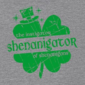 Large Dark Heather Gray Mens Shenanigator Instigator of Shenanigans St. Pattys Day Deluxe Soft T-Shirt