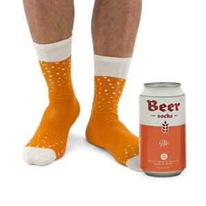 novelty beer socks – colorful socks for men, made from soft cotton nylon – funny socks for men, crazy socks in beer can, orange ale